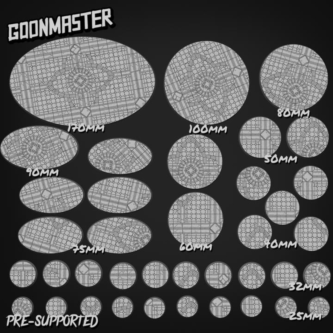 Gothic Tile 25mm, 32mm, 40mm, 50mm, 60mm + Various Other Bases for ...