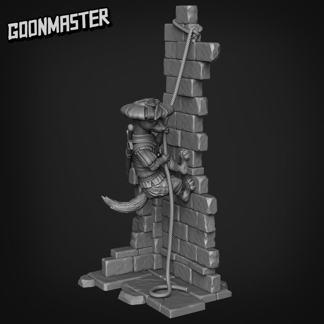 Rappelling Weasel Miniature Diorama - Goon Master Games - Etsy