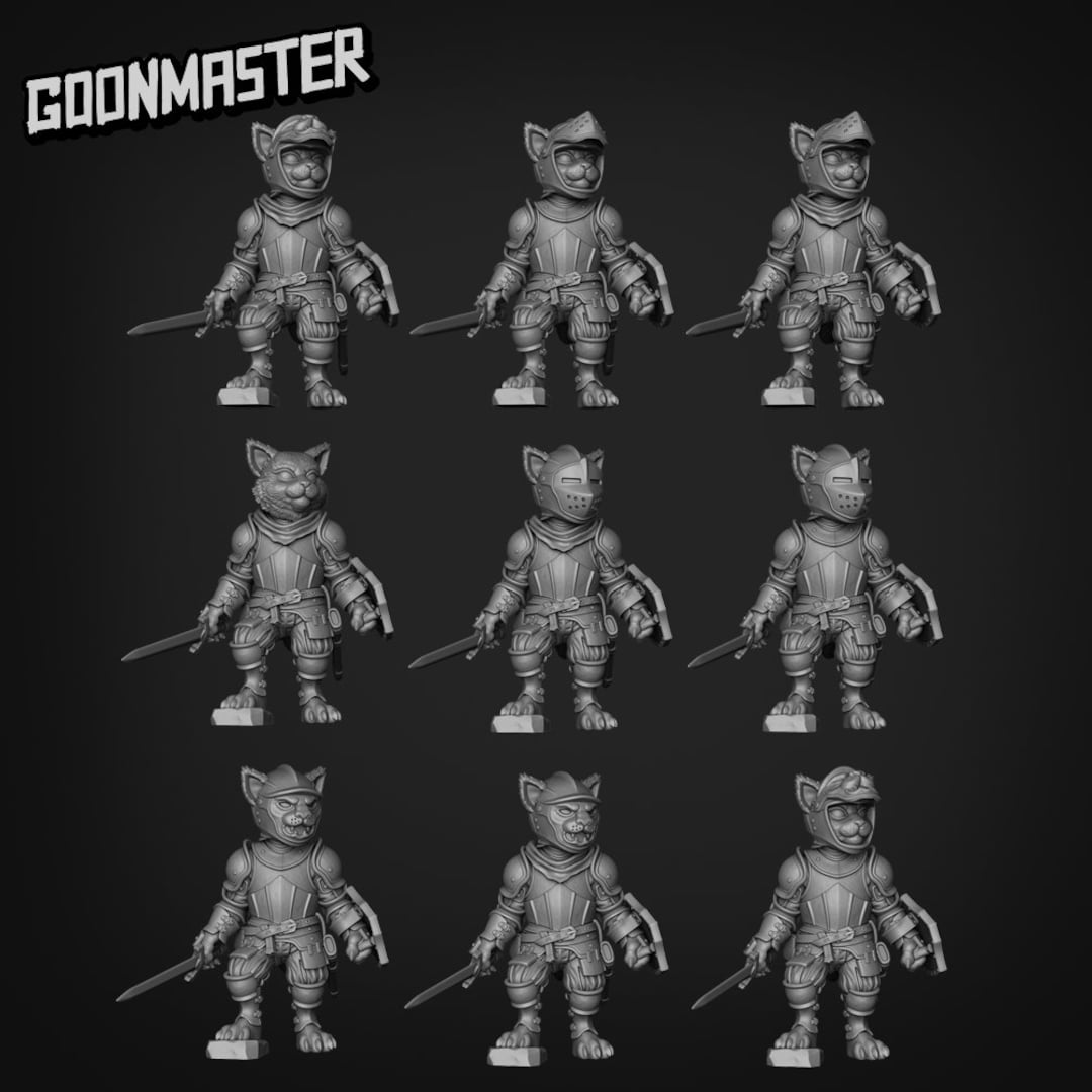 Cat Knight 1 / Cat Folk Miniature - Goon Master Games - Etsy