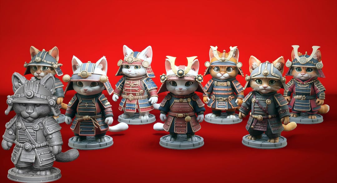 Samurai Cat Multiple Styles Styles 32mm / 72mm by Ralphy - Etsy