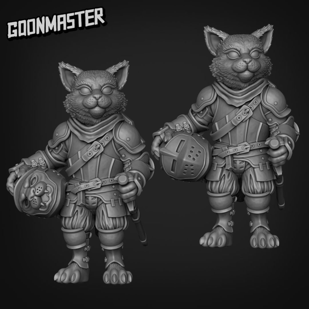 Cat Knight 6/ Cat Folk Miniature - Goon Master Games - Etsy