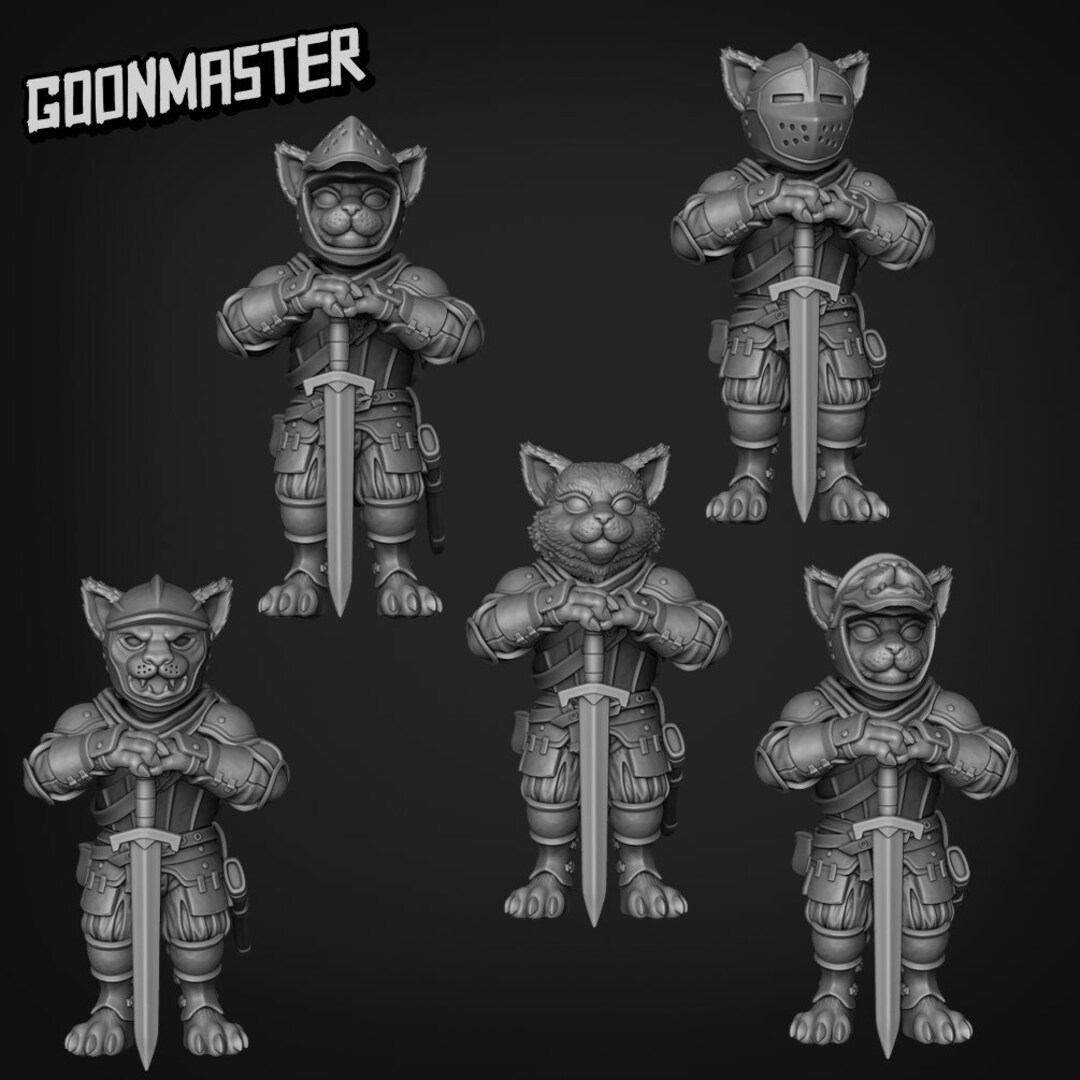 Cat Knight 5/ Cat Folk Miniature - Goon Master Games - Etsy
