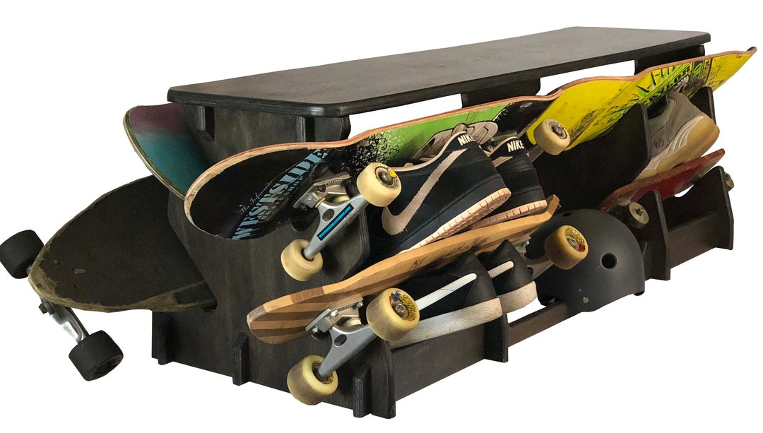 The Hurricane Skate Rack Bench, Skateboard Rack - Etsy