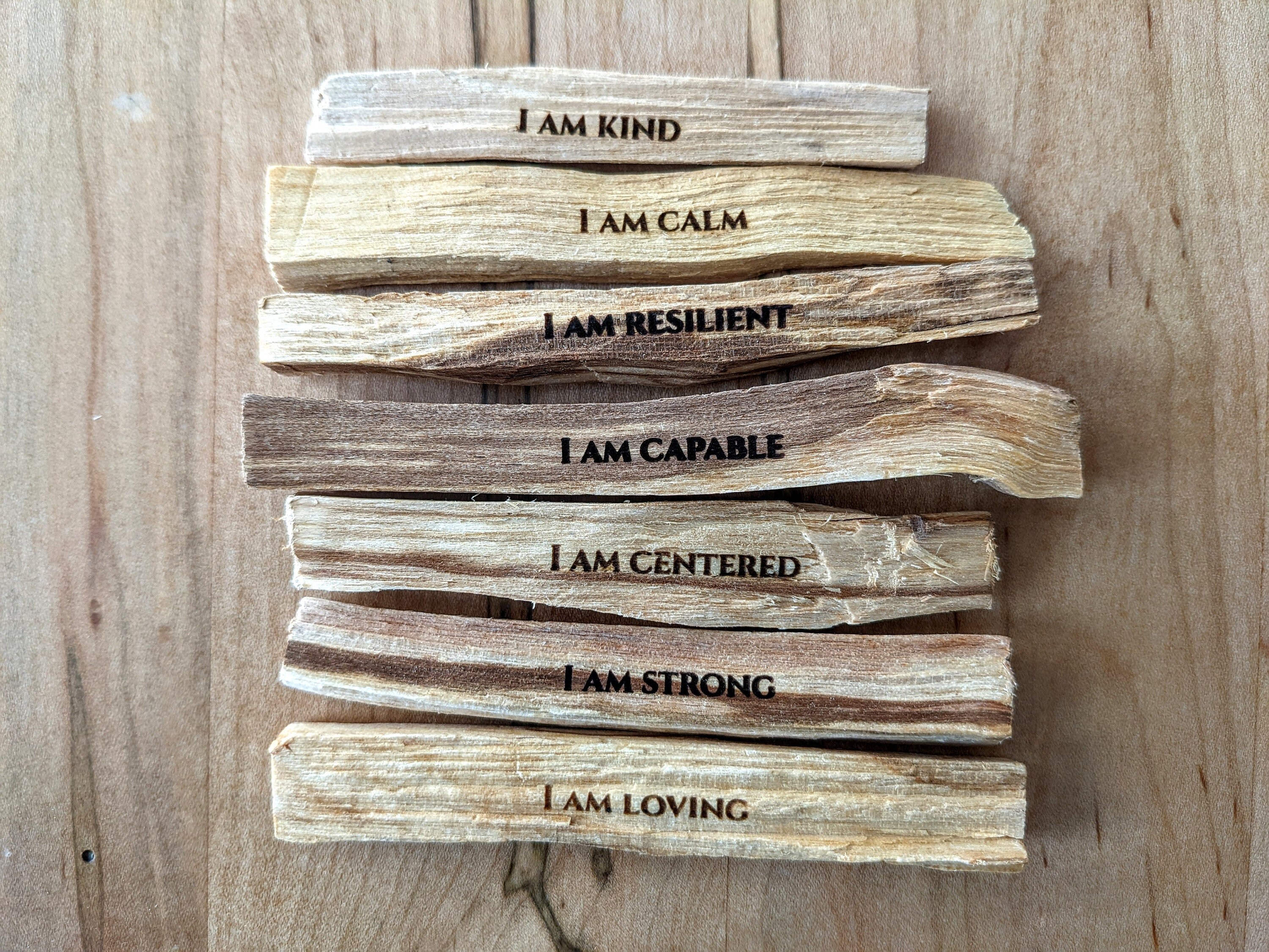 Affirmation Engraved Palo Santo Smudge Sticks - Set of 7 - Etsy