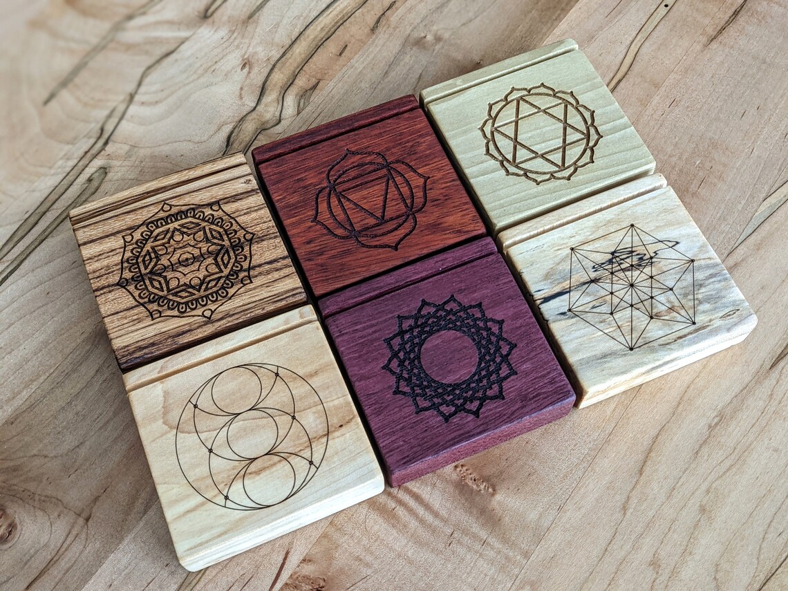 Walnut Wooden Tarot Card Holder Display With Sacred Geometry - Etsy