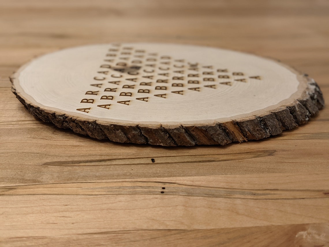 ABRACADABRA Pyramid Basswood Live Edge Round Rustic Wall Art Altar ...