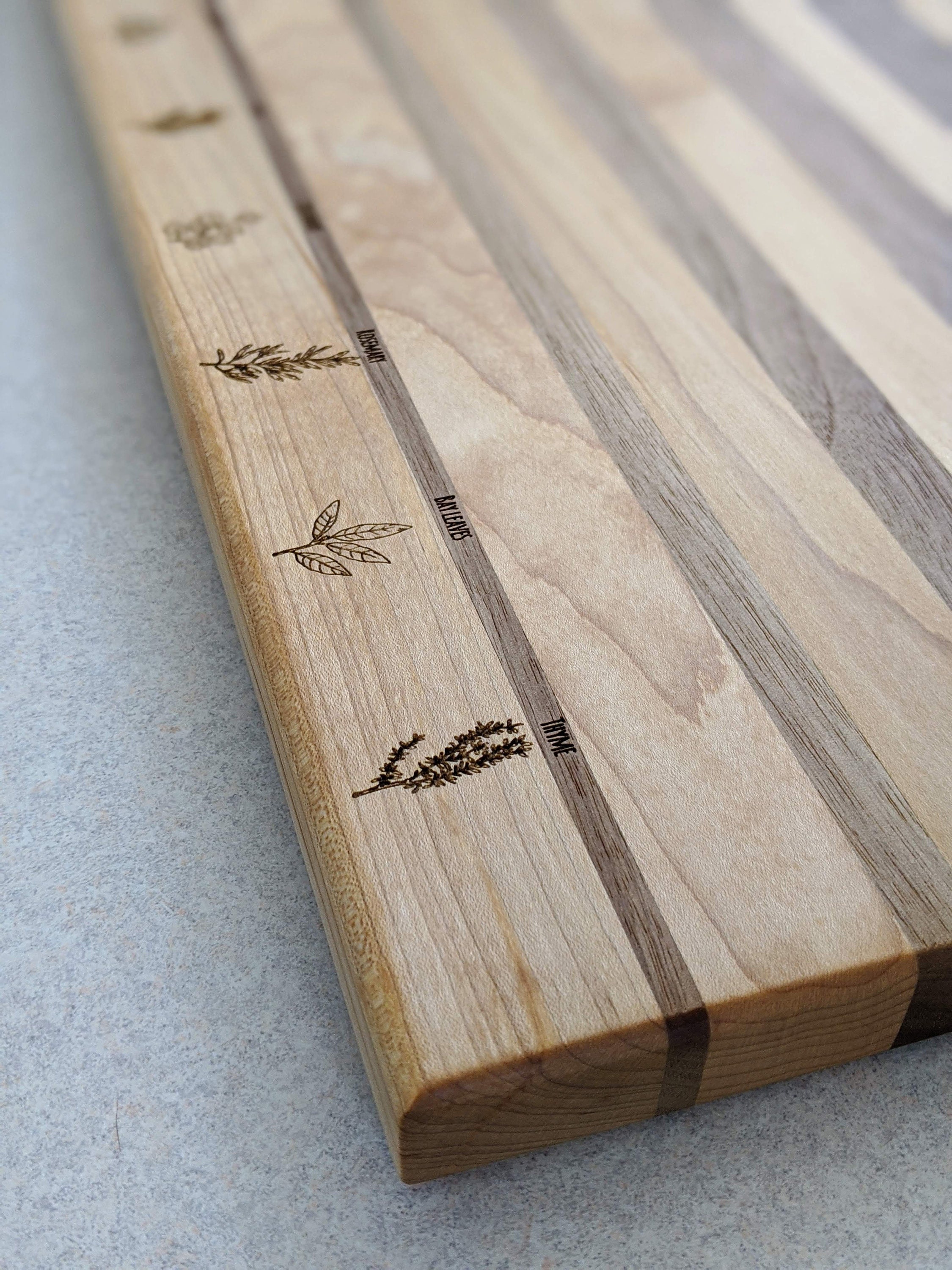 Alternating Wood Engraved Cutting Board With Herb Engravings - Etsy