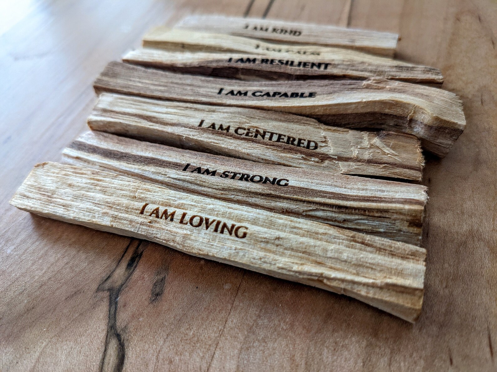 Affirmation Engraved Palo Santo Smudge Sticks - Set of 7 - Etsy