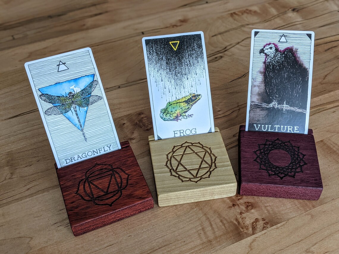 Walnut Wooden Tarot Card Holder Display With Sacred Geometry - Etsy