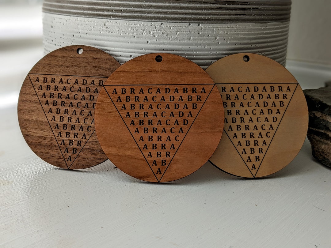 Wood ABRACADABRA Talisman Set – Engraved Protection Symbol Ornaments - Etsy