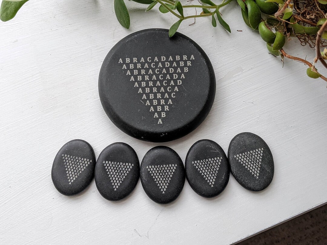 ABRACADABRA Stones - Talisman and Protection Symbol - Natural Basalt ...