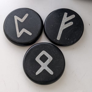 Elder Futhark Rune Stones - Large Polished Basalt Stone Runes - Etsy