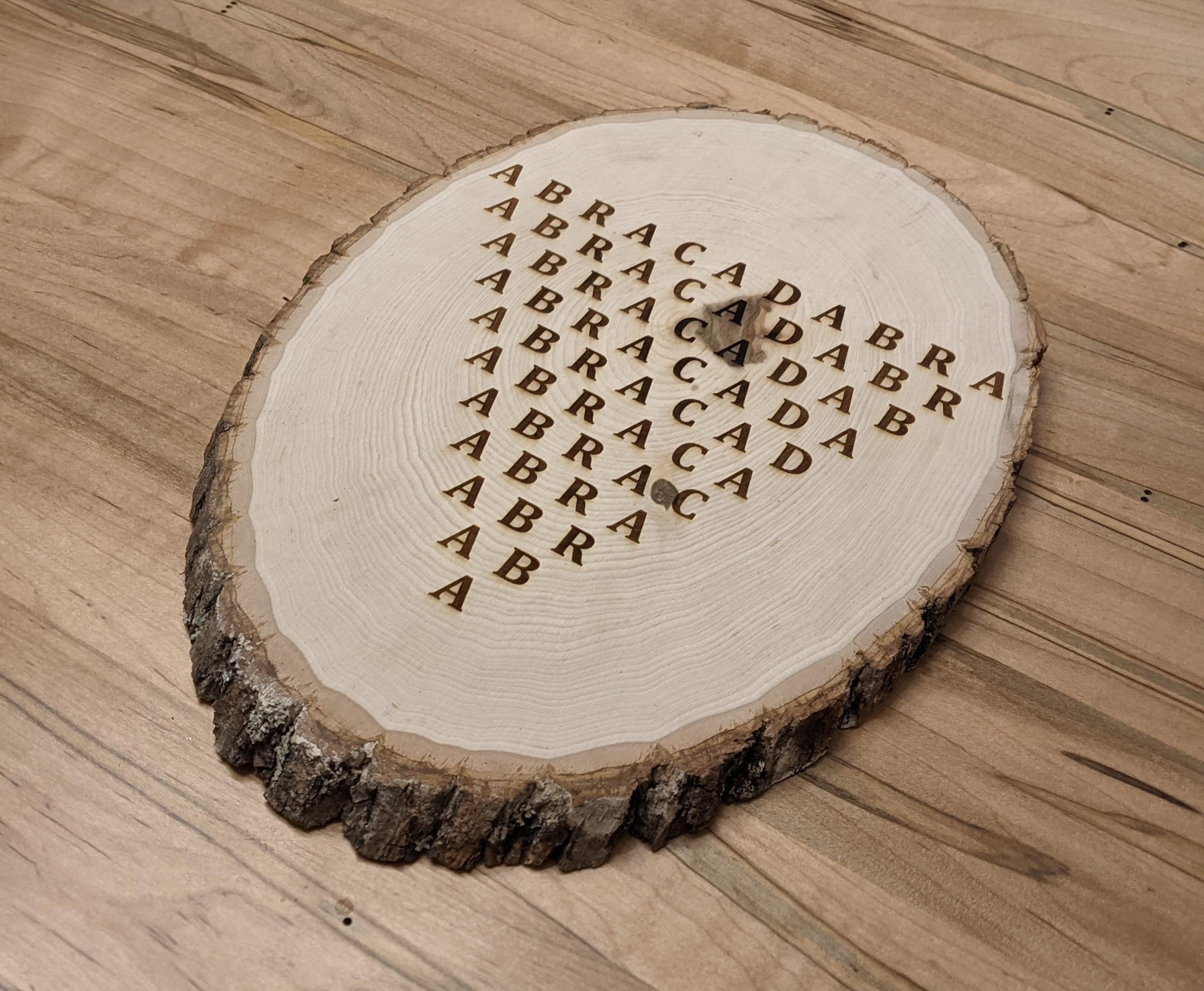 ABRACADABRA Pyramid Basswood Live Edge Round Rustic Wall Art Altar ...