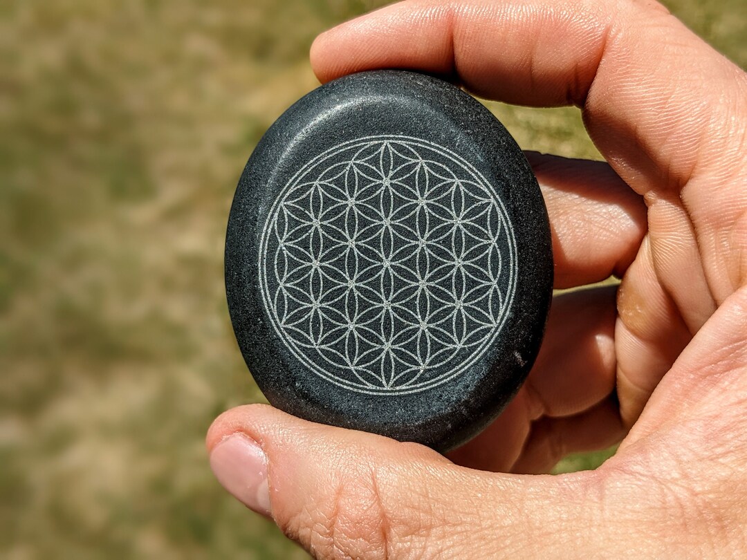 Sacred Geometry Stones Set - 2 Stones - Custom Laser Engraved Basalt ...