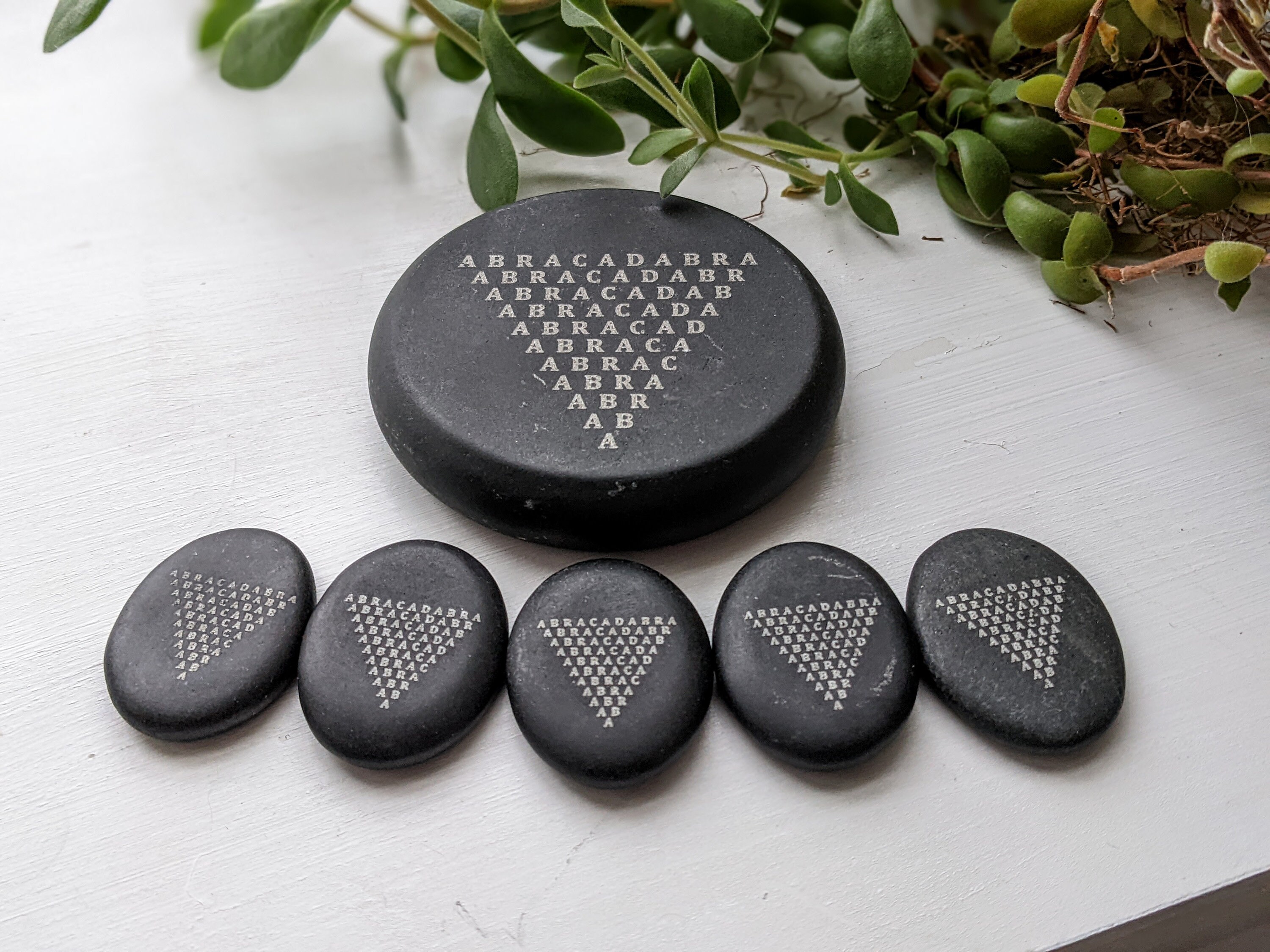 ABRACADABRA Stones - Talisman and Protection Symbol - Natural Basalt ...