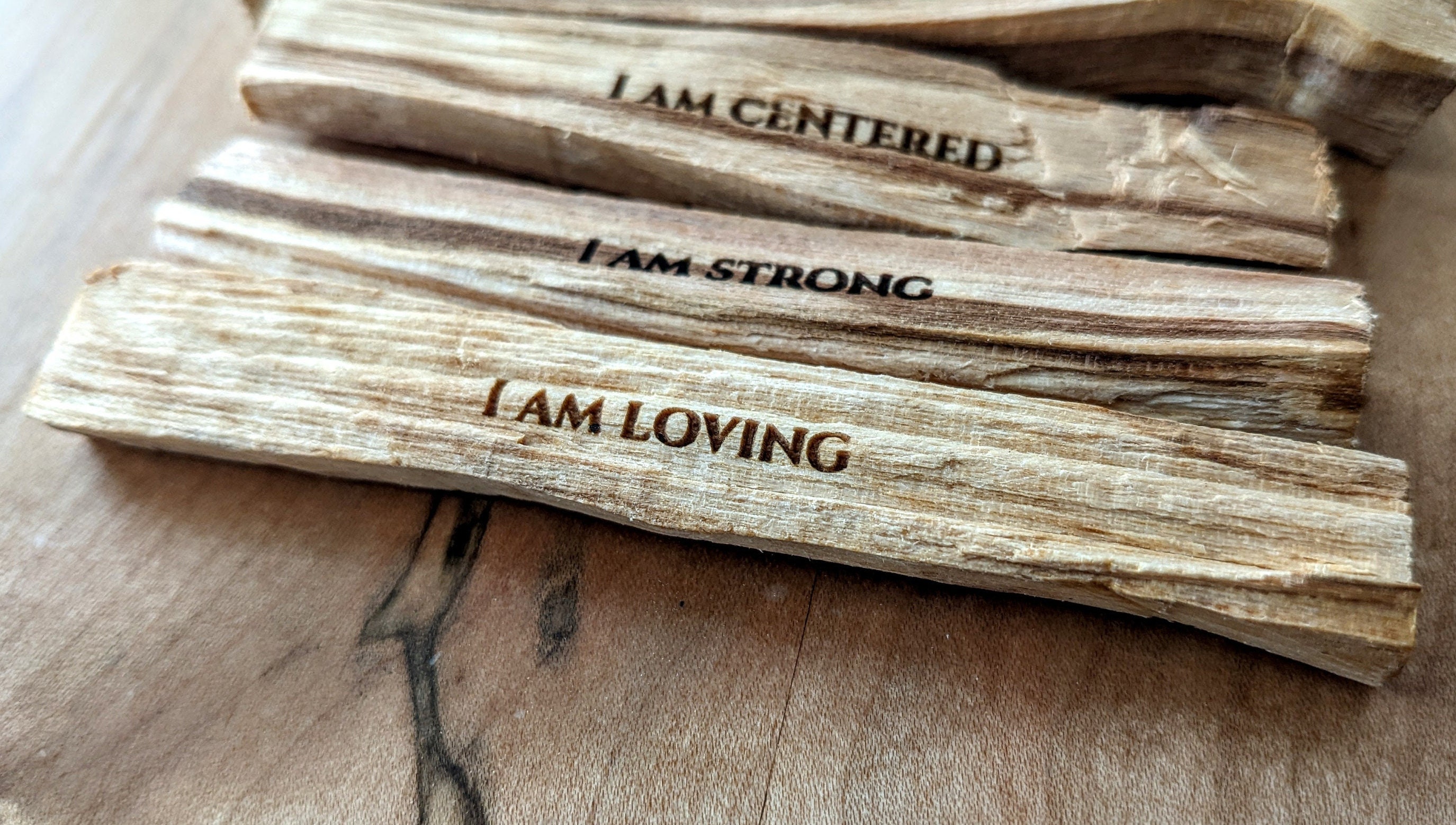 Affirmation Engraved Palo Santo Smudge Sticks - Set of 7 - Etsy