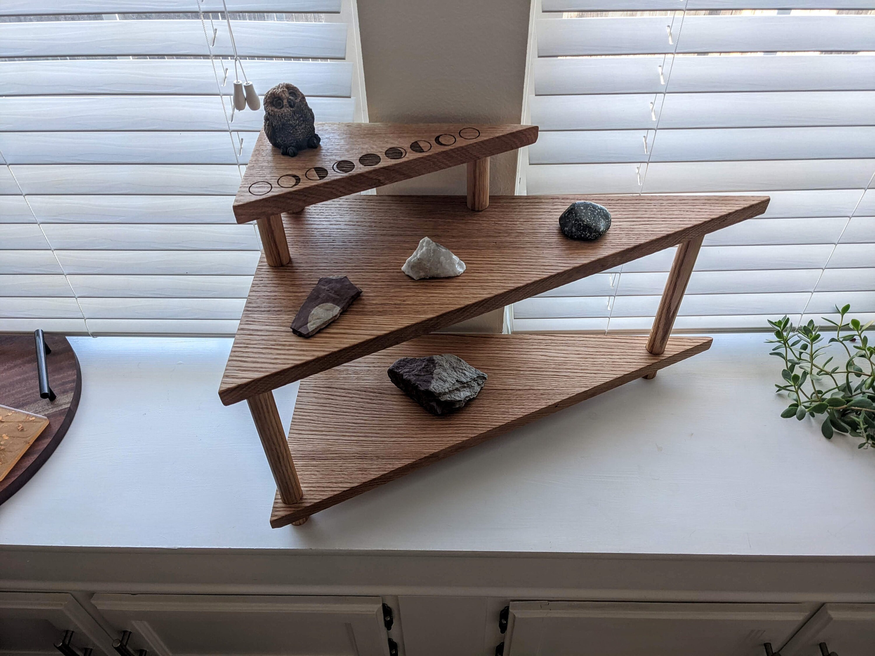 Three Tier Triangular Altar Table Red Oak Hardwood Display Moon Phase ...