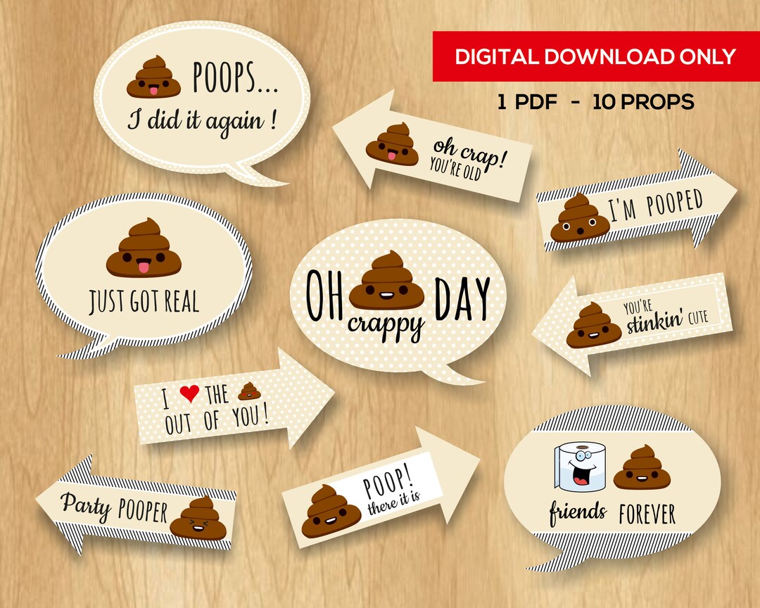 POOP Theme Party Props, Photo Props, Photo Booth Props, Poop Party - Etsy