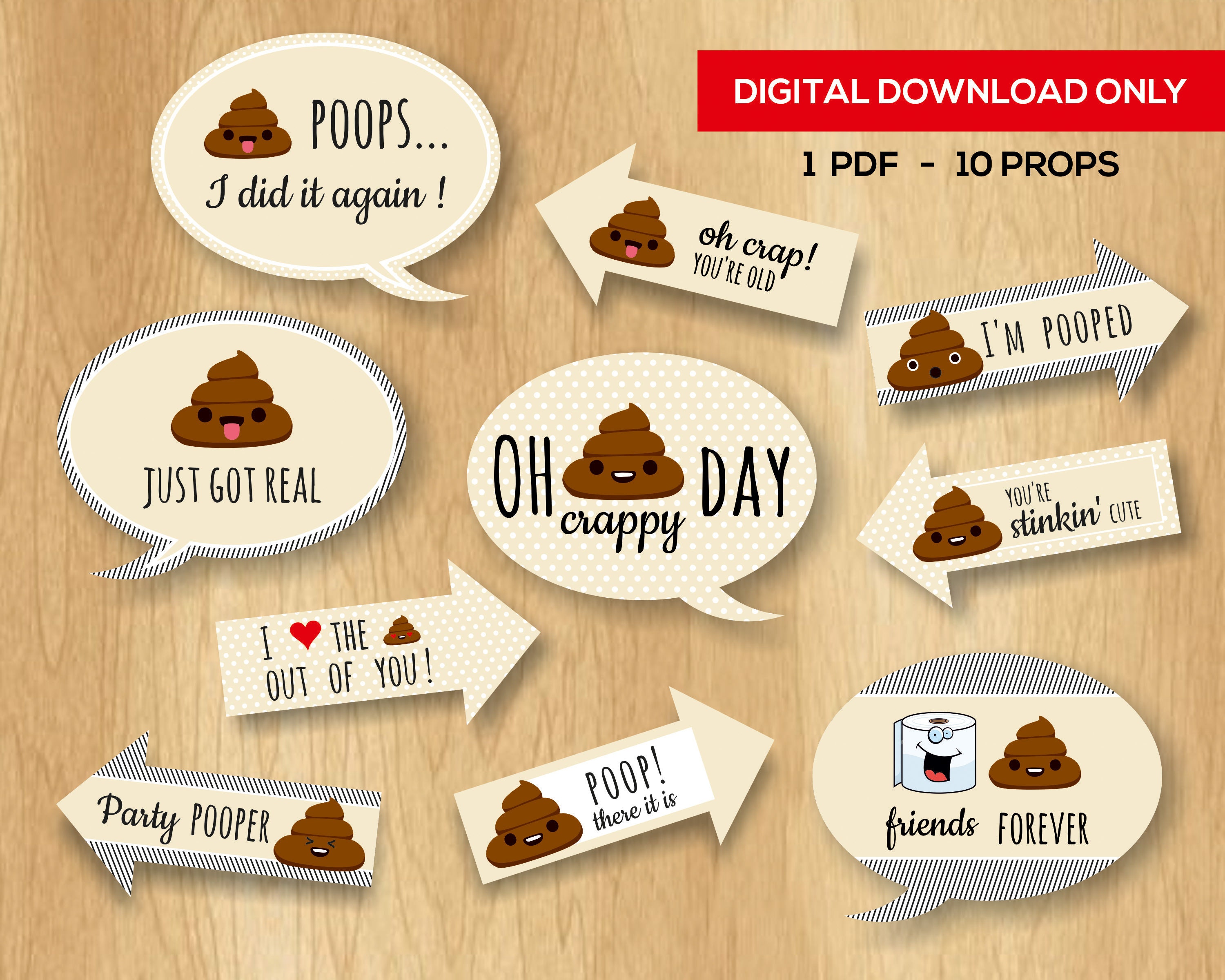 POOP Theme Party Props, Photo Props, Photo Booth Props, Poop Party - Etsy
