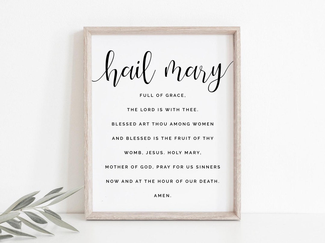 Catholic Art, Hail Mary Print, Hail Mary Wall Art, Catholic Print ...