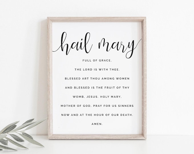 Catholic Art, Hail Mary Print, Hail Mary Wall Art, Catholic Print ...