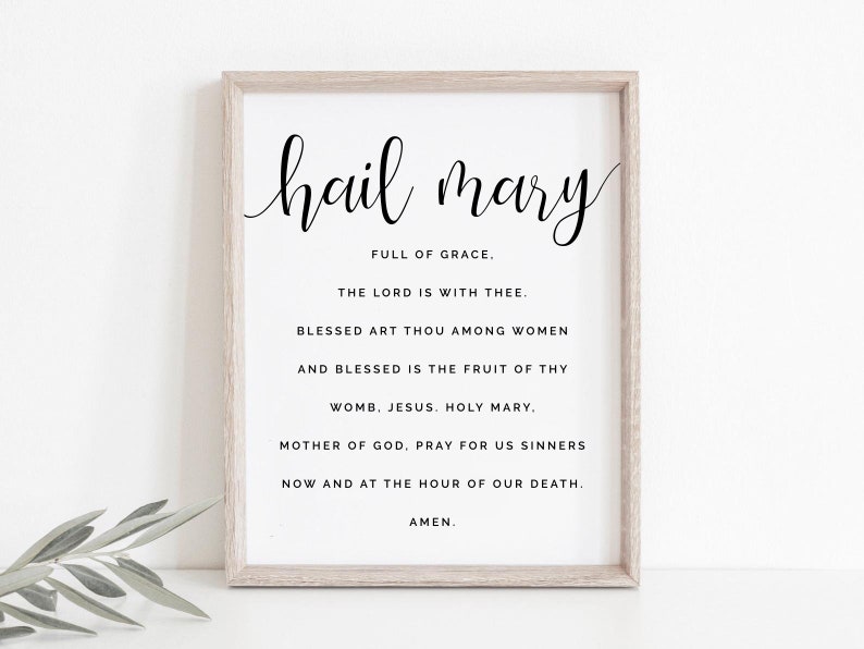 Catholic Art, Hail Mary Print, Hail Mary Wall Art, Catholic Print ...