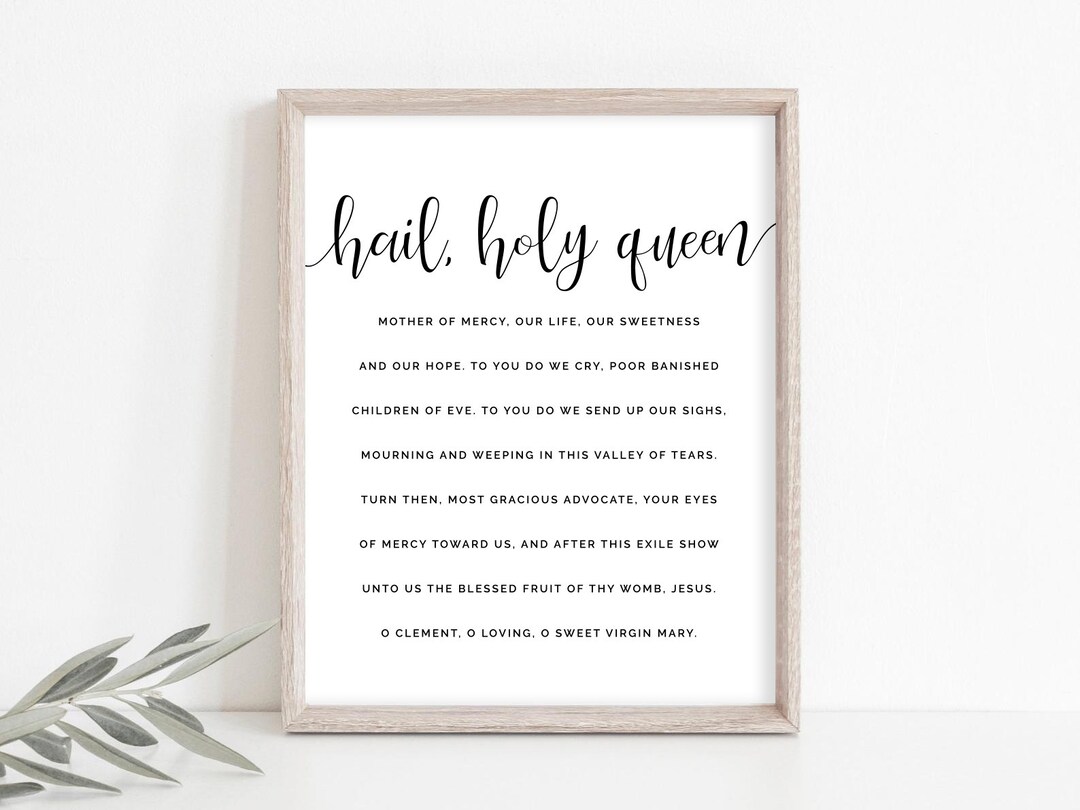 Catholic Art, Hail Holy Queen Print, Virgin Mary Wall Art, Catholic ...