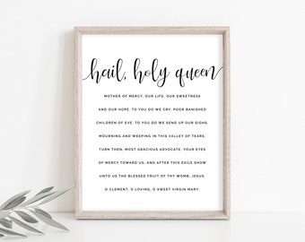 Hail, Holy Queen Prayer Poster Instant Download Printable Catholic ...