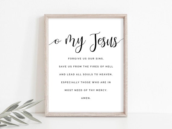 Catholic Art Fatima Prayer Print O My Jesus Wall Art | Etsy