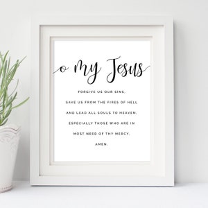 Catholic Art, Fatima Prayer Print, O My Jesus Wall Art, Catholic Prayer ...