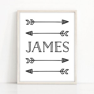 Kids Name Print, First Name Printable, Arrows Kids Room Wall Art ...