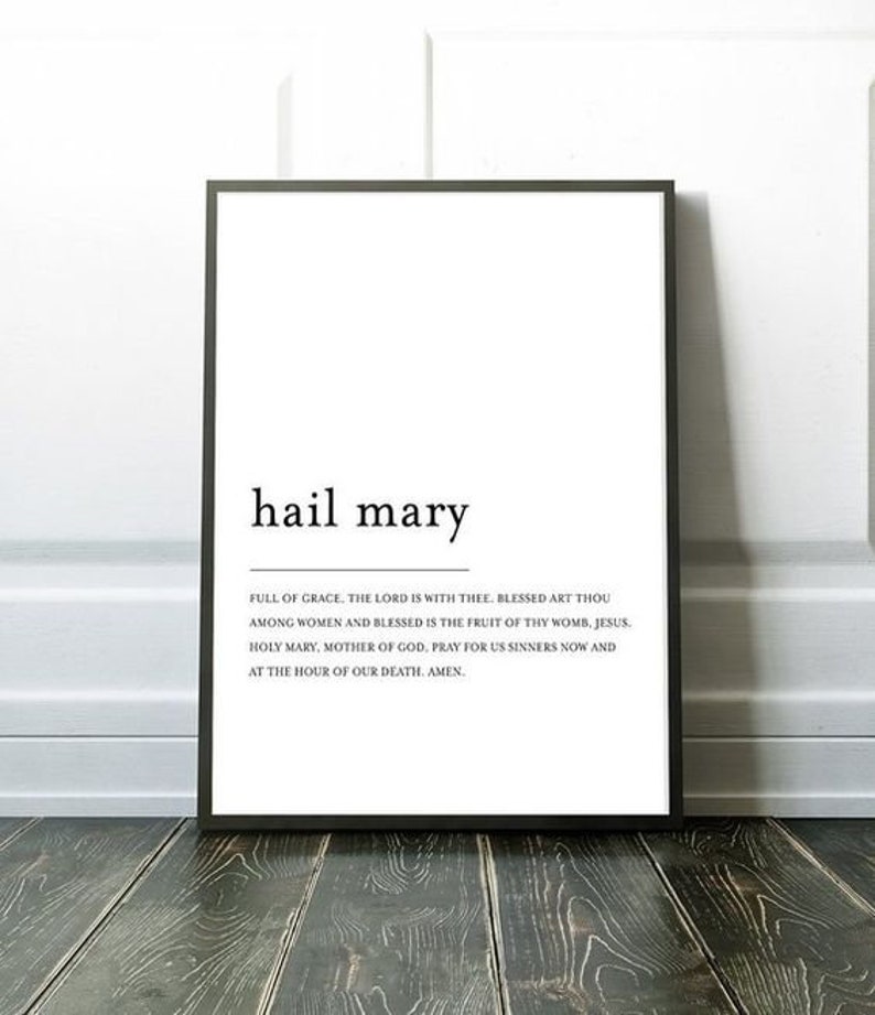 Catholic Art, Hail Mary Print, Hail Mary Wall Art, Catholic Print ...