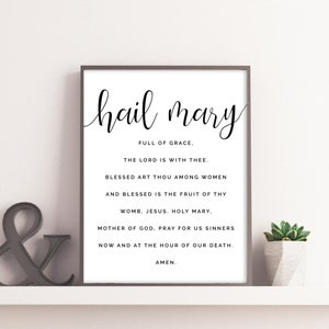 Catholic Art, Hail Mary Print, Hail Mary Wall Art, Catholic Print ...
