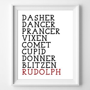 ON SALE! Christmas Prints, Reindeer Names Print, Reindeer Names ...