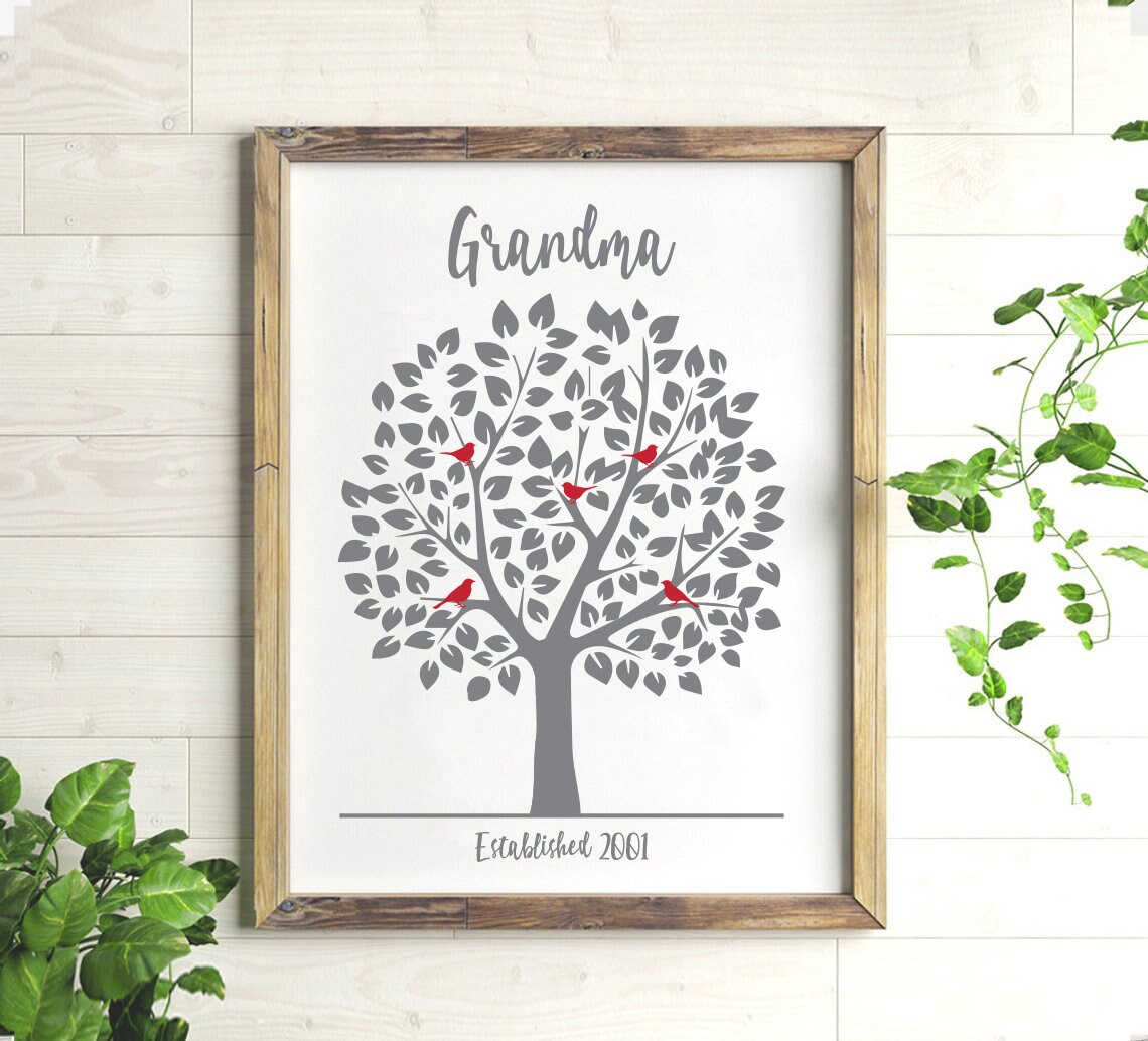 Grandma Print Grandma Family Tree Wall Art Grandma Gift | Etsy