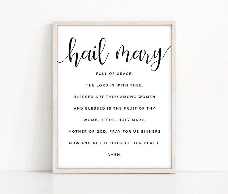Catholic Art, Hail Mary Print, Hail Mary Wall Art, Catholic Print ...