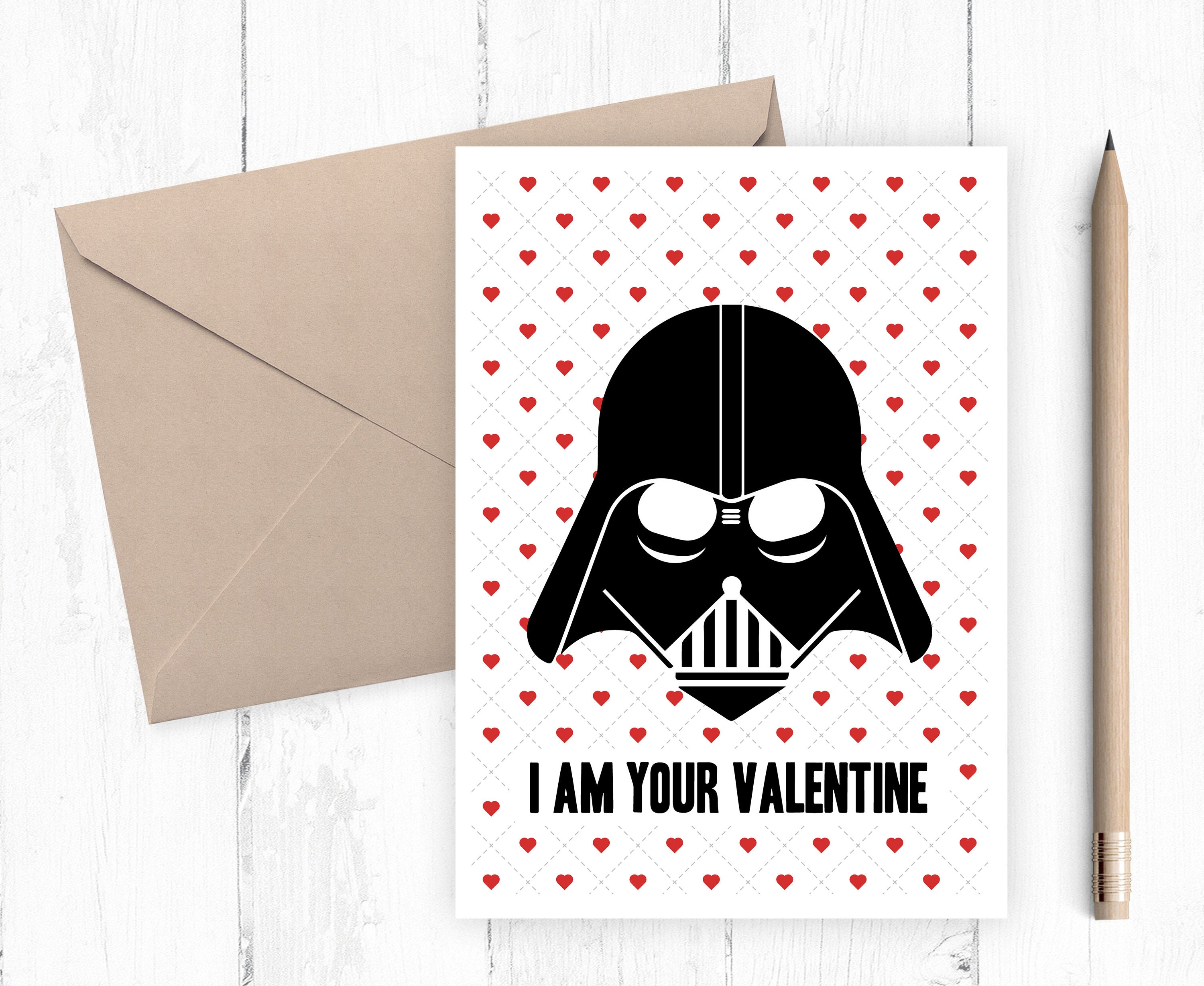 On Sale! Darth Vader Valentine, Printable Valentine Card for Him ...