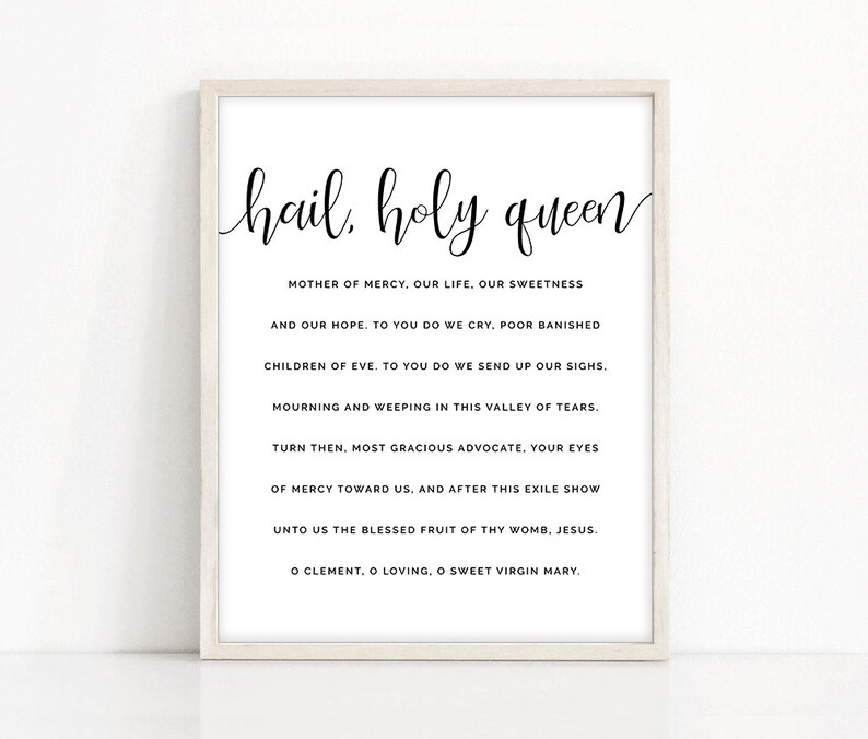 Catholic Art, Hail Holy Queen Print, Virgin Mary Wall Art, Catholic ...