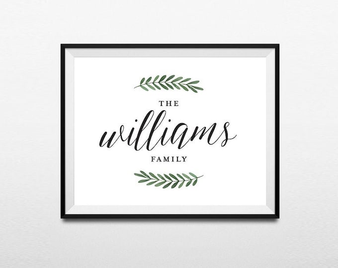 Family Sign Printable Art, Farmhouse Print, Custom Last Name Print ...