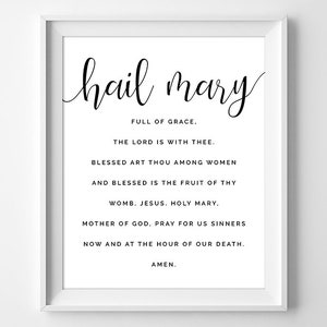 Catholic Art, Hail Mary Print, Hail Mary Wall Art, Catholic Print ...