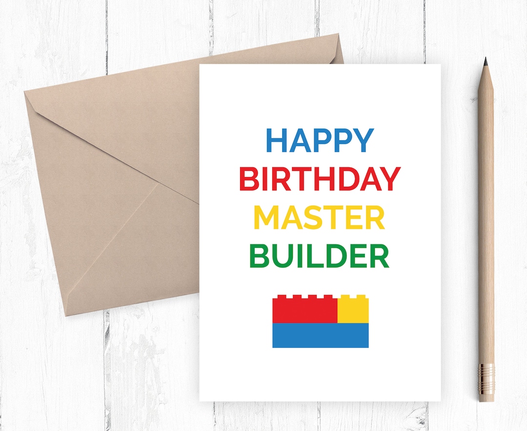 Boys Printable Birthday Card, Boys Birthday Card, Brick Building Card ...