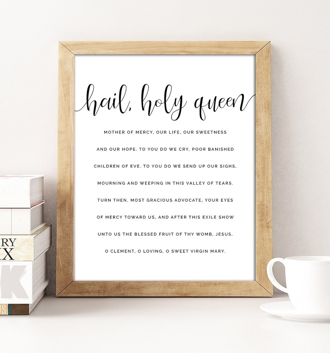 Catholic Art, Hail Holy Queen Print, Virgin Mary Wall Art, Catholic ...