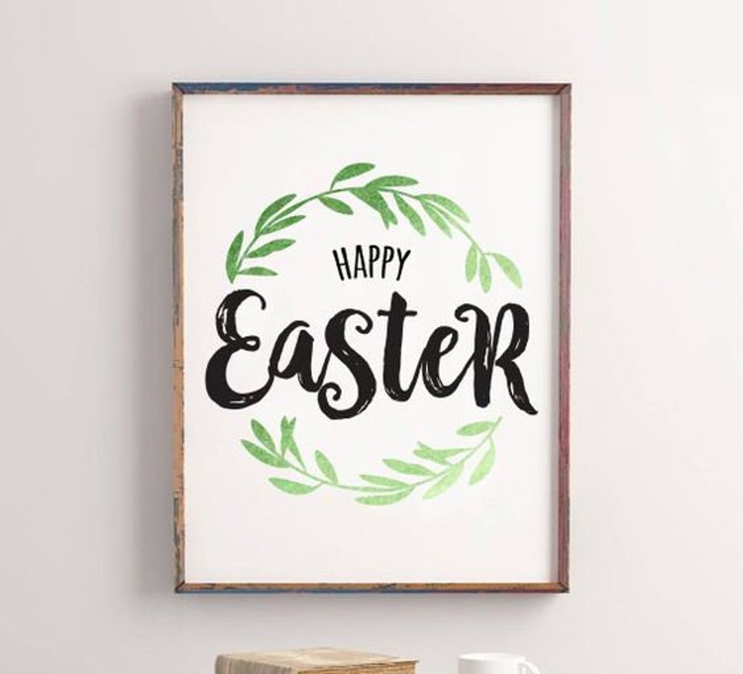 Happy Easter Print, Easter Printable, Farmhouse Easter Wall Art ...