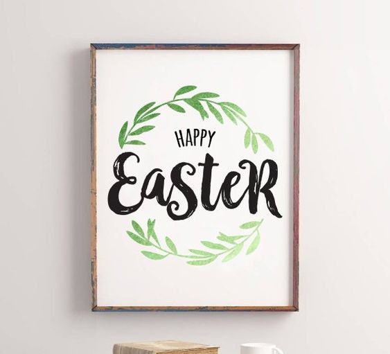 Happy Easter Print, Easter Printable, Farmhouse Easter Wall Art ...
