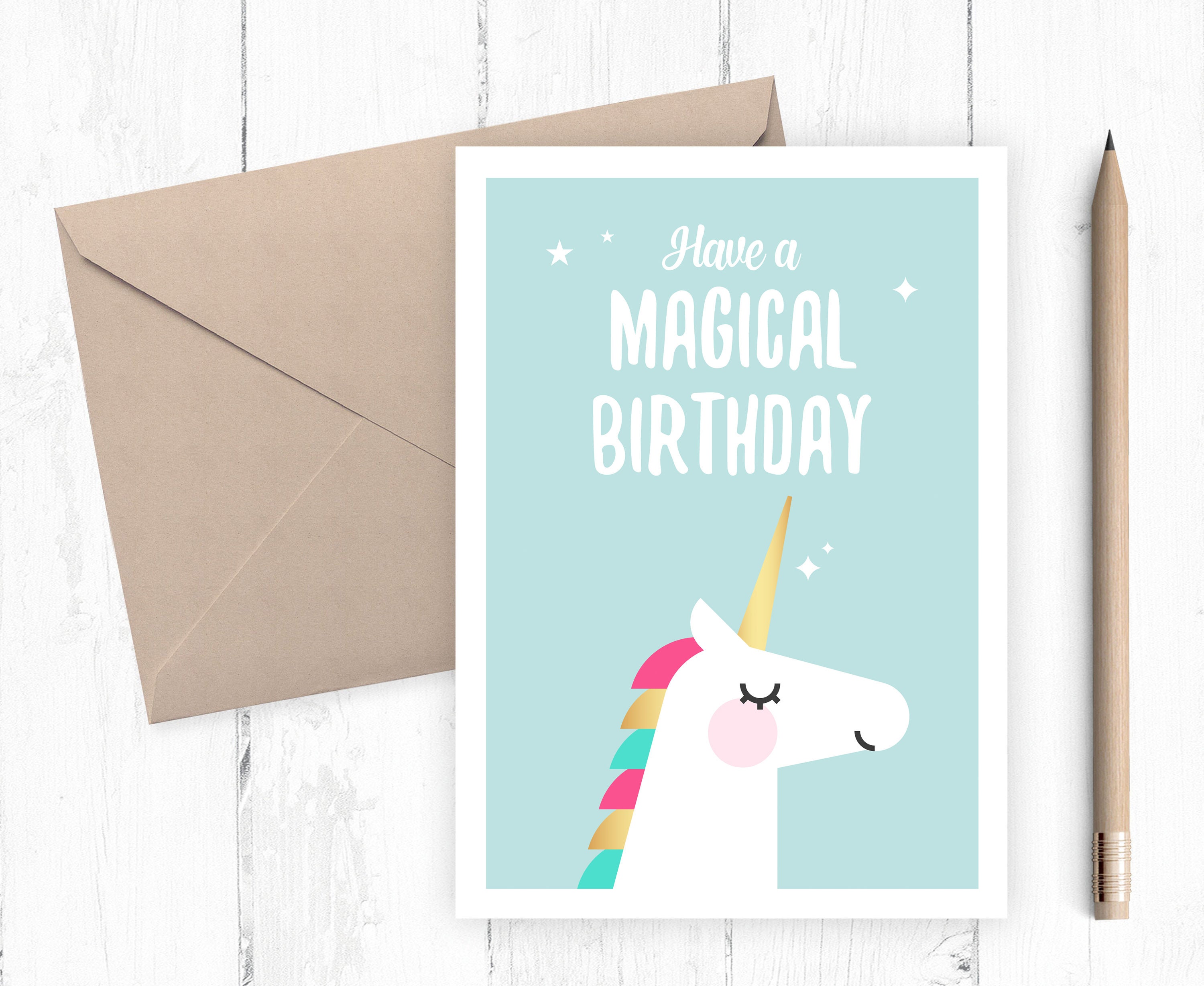 Unicorn Birthday Card, Printable Girls Birthday Card, Girls Birthday ...