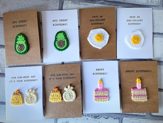 Crochet Birthday Cards Handmade Cards Funny Cards | Etsy UK