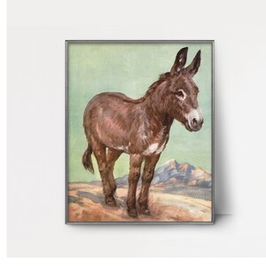 1930s Donkey Art Print Vintage Western Decor Vintage Western Art, Ranch ...