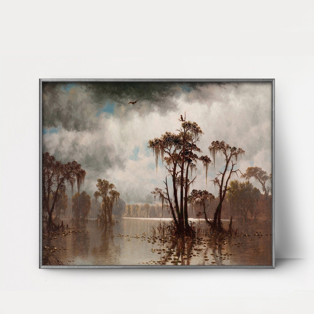 Louisiana Bayou 1870s Southern Cypress Tree Print Victorian Lake Decor ...