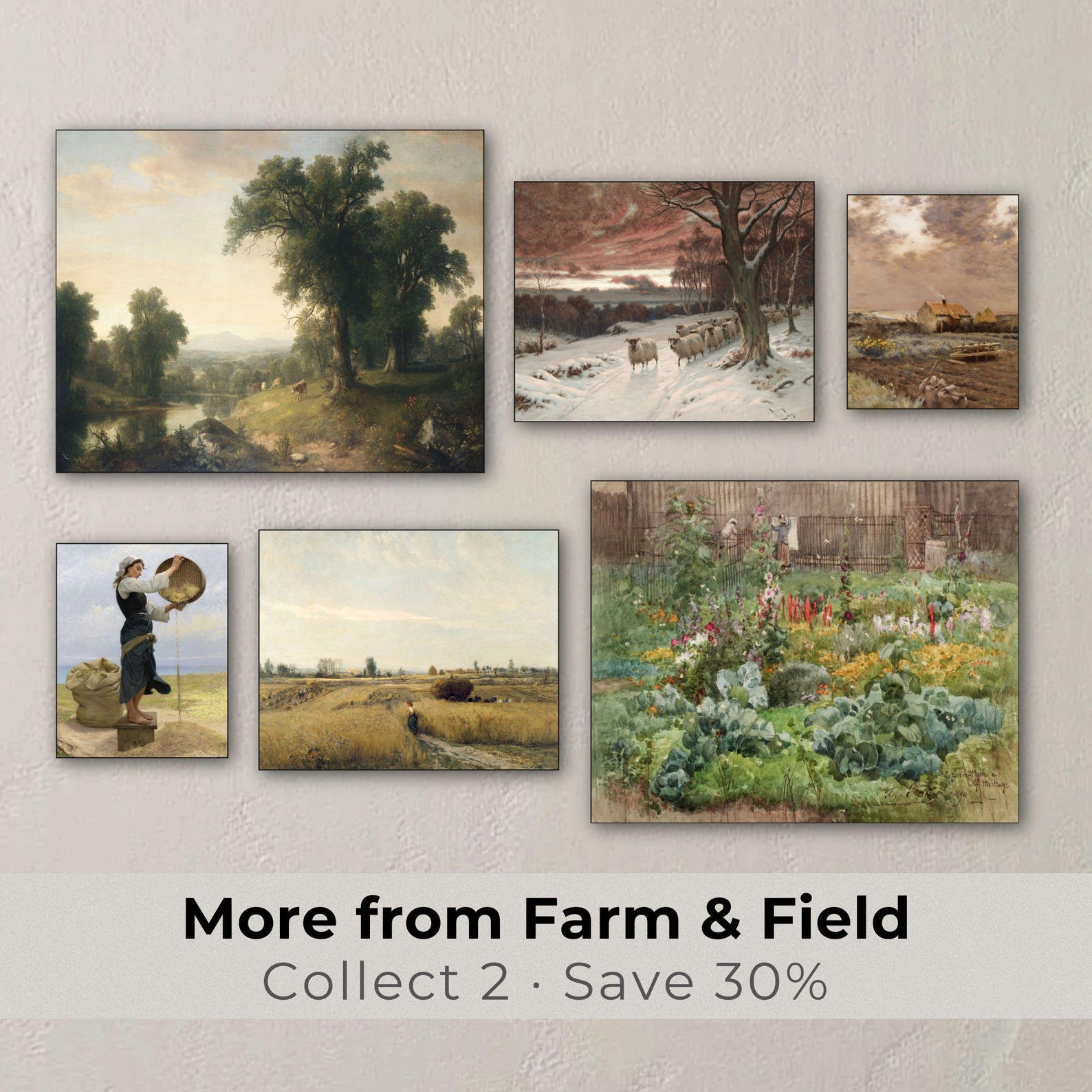 Dairy Farm Landscape Painting Print - Spring Frost in a Country Field ...