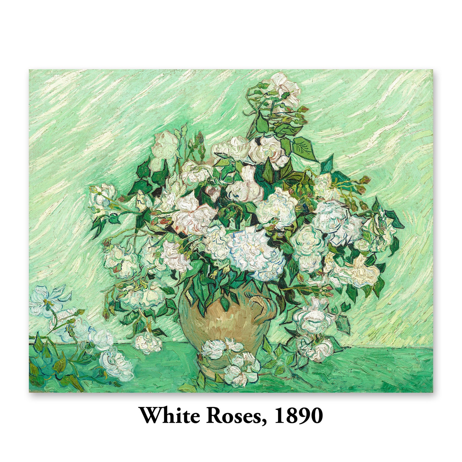 Roses 1890s Van Gogh Print White Rose Print, Summer Green Flower Art ...
